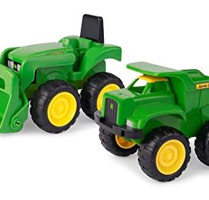 John Deere Vehicle Set - Includes Dump Truck Toy and Tractor Toy with Loader - Kids Outdoor Toys - Kids Construction Toys and Sandbox Toys - 6 Inches - 2 Count - Ages 18 Months and Up