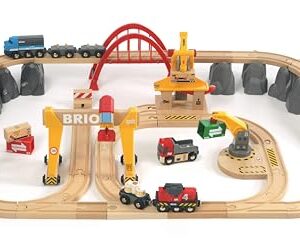 BRIO 33097 Cargo Railway Deluxe Set - 54 Piece Interactive Train Toy | Enhanced Wooden Tracks | Perfect for Kids Age 3 and Up | Compatible with All BRIO Railway Sets | FSC Certified Wood