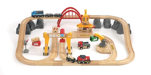 BRIO 33097 Cargo Railway Deluxe Set - 54 Piece Interactive Train Toy | Enhanced Wooden Tracks | Perfect for Kids Age 3 and Up | Compatible with All BRIO Railway Sets | FSC Certified Wood