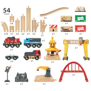 BRIO 33097 Cargo Railway Deluxe Set - 54 Piece Interactive Train Toy | Enhanced Wooden Tracks | Perfect for Kids Age 3 and Up | Compatible with All BRIO Railway Sets | FSC Certified Wood