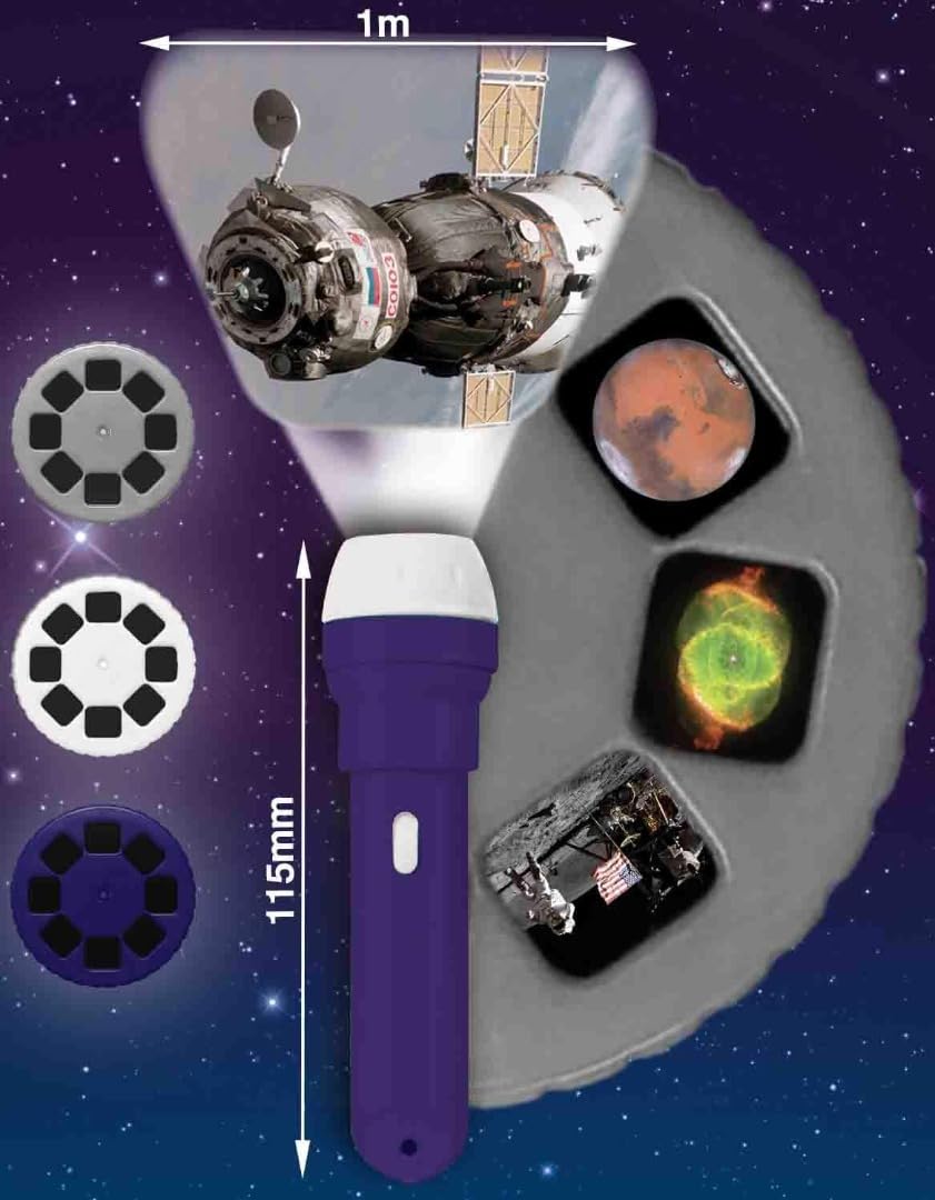 Brainstorm Toys: Space Torch and Projector, Creates Clear, Precise Images up to One Metre Wide, Fun Project Doubles as Handy Torch Flashlight, STEM, For Ages 3 and up