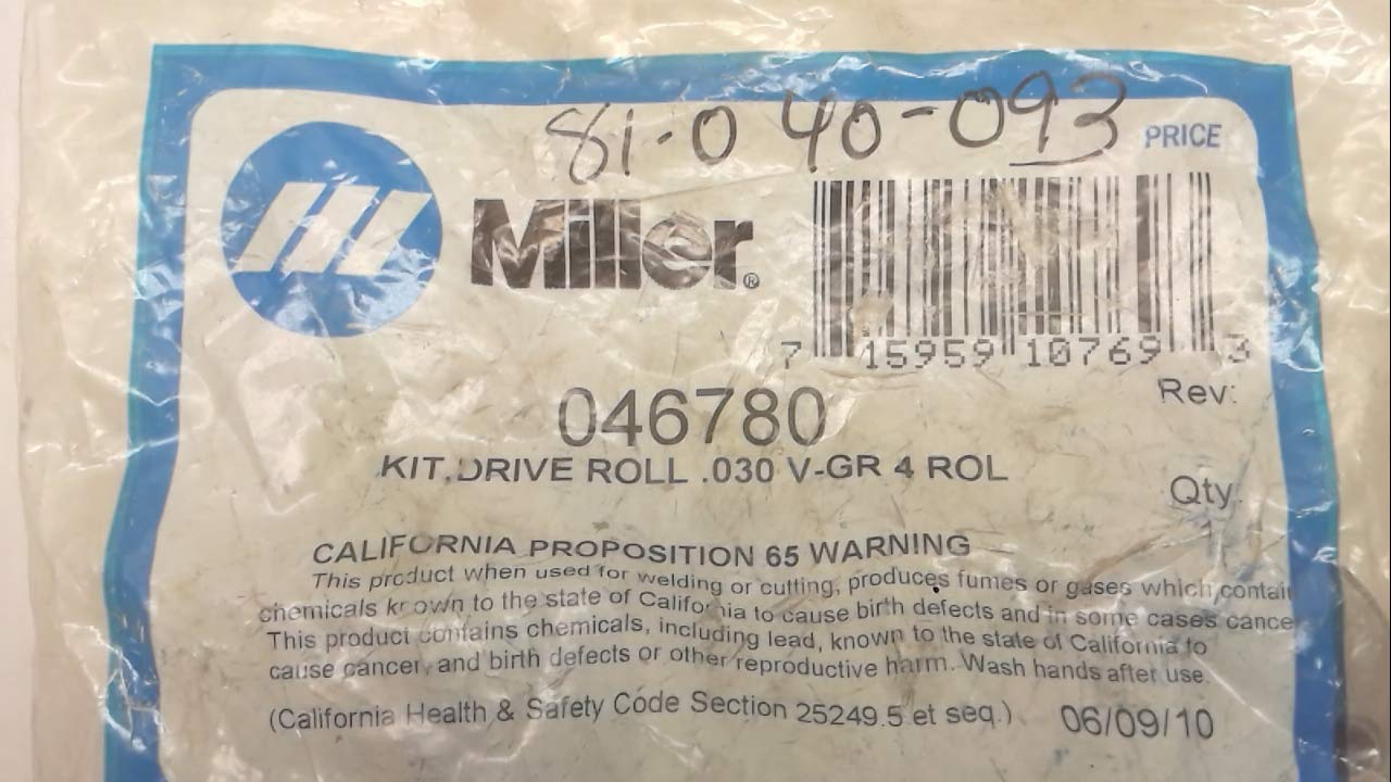 MILLER ELECTRIC Miller 4pc MIG V-Groove Drive Roll Kit 46780