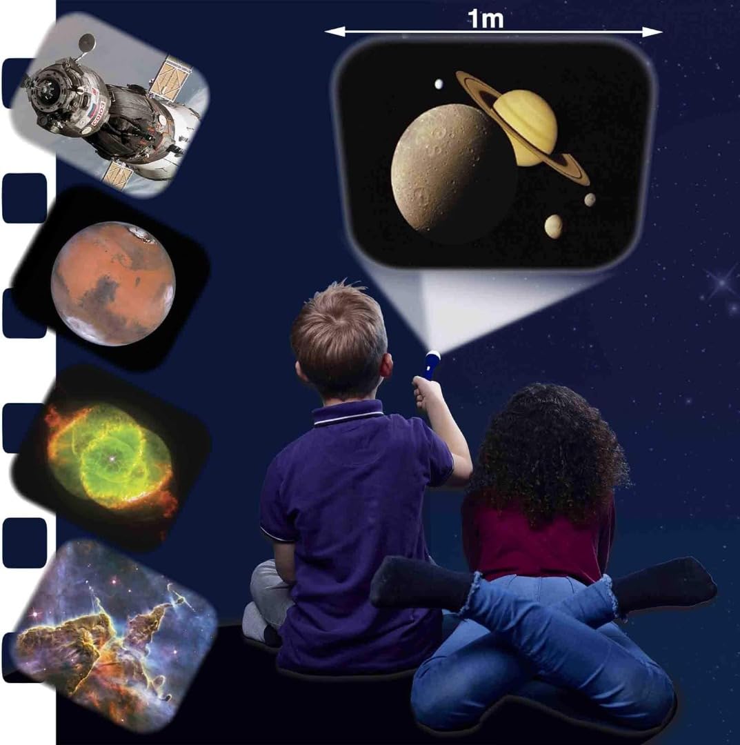 Brainstorm Toys: Space Torch and Projector, Creates Clear, Precise Images up to One Metre Wide, Fun Project Doubles as Handy Torch Flashlight, STEM, For Ages 3 and up