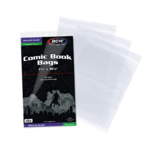 bcw resealable silver age comic bags - 100 ct, protection for silver age comic books | 7 1/8 x 10 1/2 inches comic collection storage comic books bags