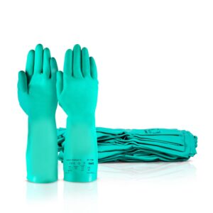 Alphatec Solvex 37-155 Nitrile Industrial Unflocked Chemical-Resistant Gloves for Food, Mechanics, Utilities - XL, Green (12 Pairs)