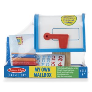 Melissa & Doug My Own Wooden Mailbox Activity Set and Educational Toy With Reusable Letters And Post Cards, Pretend Play Mailbox For Preschoolers And Kids Ages 4+