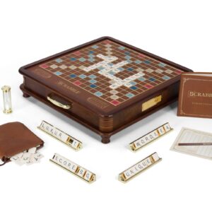 WS Game Company Scrabble Luxury Edition with Rotating Wooden Game Board