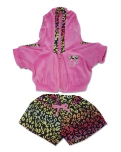 pink jogging outfit teddy bear clothes fits most 14" - 18" build-a-bear and make your own stuffed animals