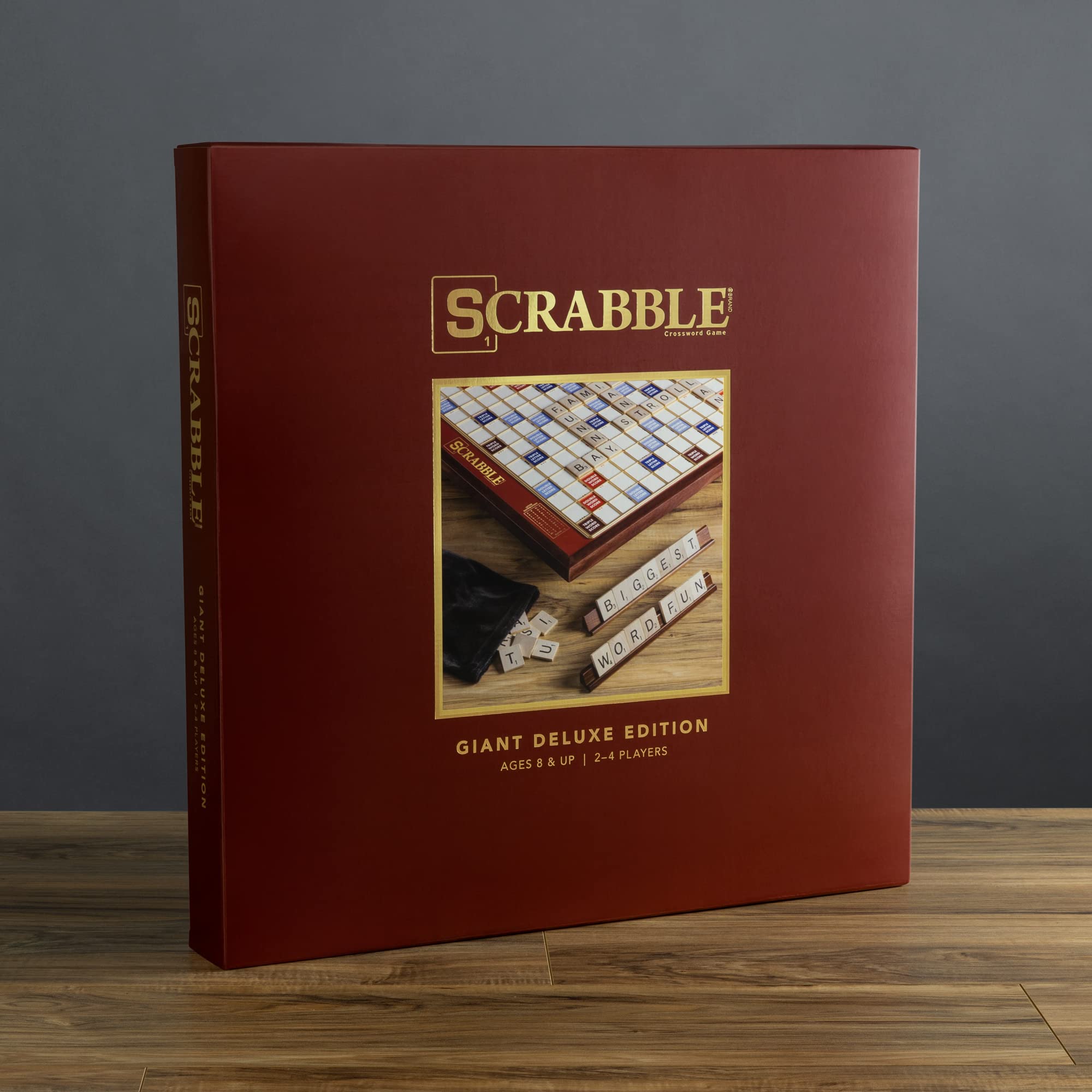 WS Game Company Scrabble Giant Deluxe Edition with Rotating Wooden Board