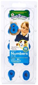 ready 2 learn giant stampers - numbers 0-9 - set of 10 - easy to hold foam stamps for kids - arts and crafts stamps for displays, posters, signs and diy projects