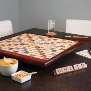 WS Game Company Scrabble Giant Deluxe Edition with Rotating Wooden Board