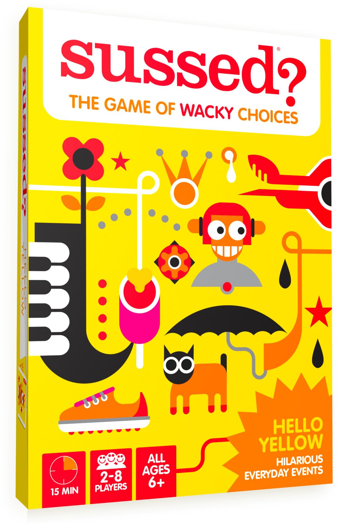 SUSSED The Wacky ‘What Would You Do?’ Social Card Game - Kids Stocking Stuffer & Family Travel Game - Fun & Easy to Play - All Ages 6 and Up - Hello Yellow Deck