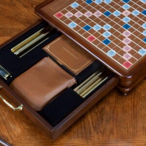 WS Game Company Scrabble Luxury Edition with Rotating Wooden Game Board