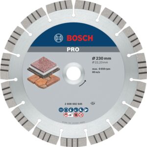 bosch 2608602645 diamond cutting disc best for stone, 230mm Ø, 22.23mm x 2.4mm x 15mm, silver/grey