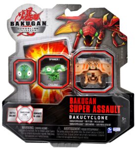 bakugan spin master year 2010 gundalian invaders super assault series bakucyclone single figure - subterra brown farakspin with 1 ability card and 1 metal gate card plus hidden dna code