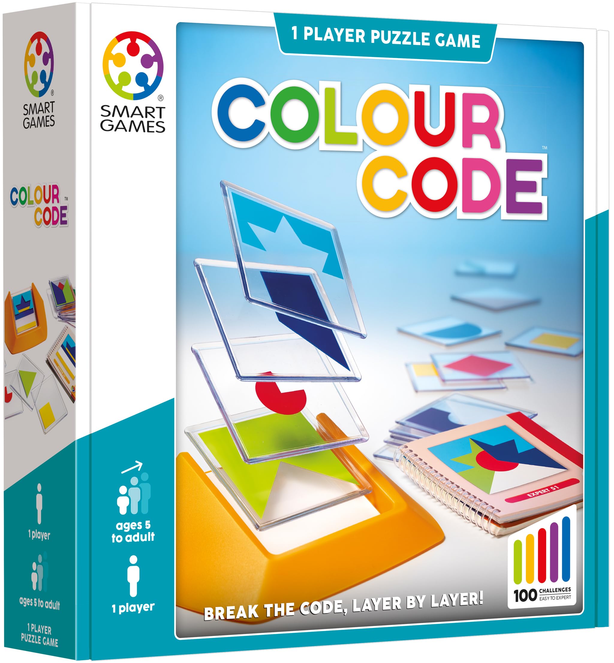 SmartGames Color Code Cognitive Skill-Building Puzzle Game Featuring 100 Challenges for Ages 5 - Adult