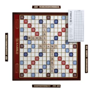 ws game company scrabble giant deluxe edition with rotating wooden board