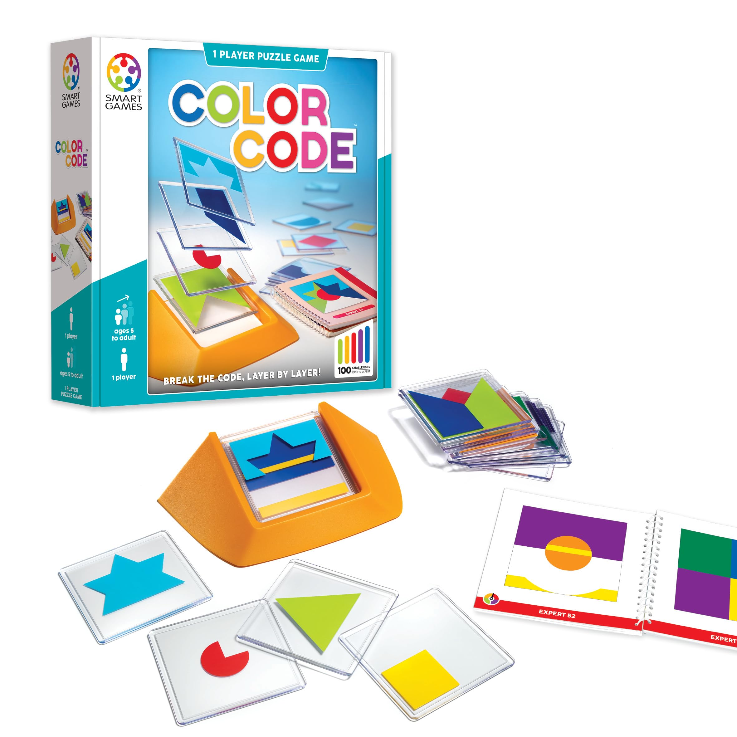 SmartGames Color Code Cognitive Skill-Building Puzzle Game Featuring 100 Challenges for Ages 5 - Adult