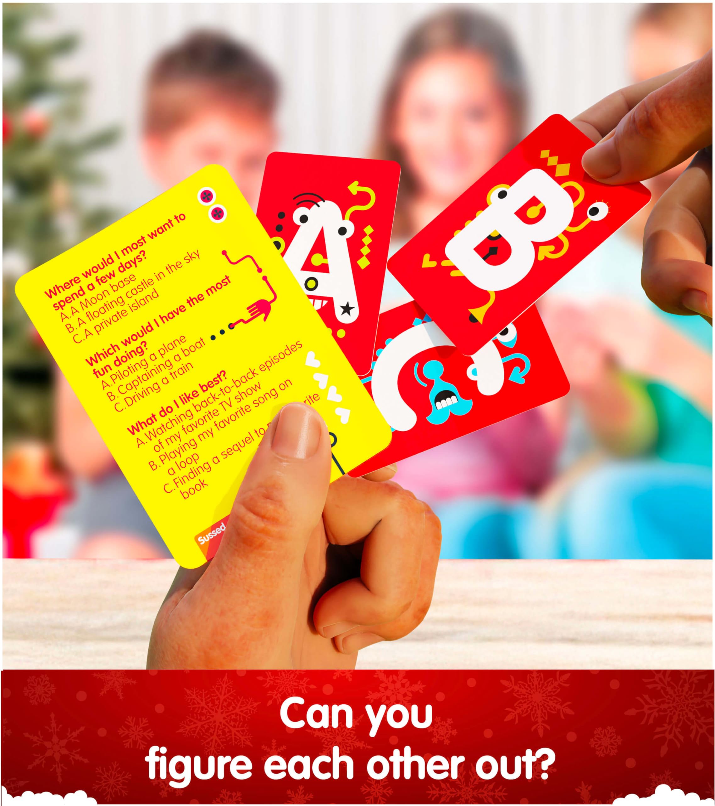 SUSSED The Wacky ‘What Would You Do?’ Social Card Game - Kids Stocking Stuffer & Family Travel Game - Fun & Easy to Play - All Ages 6 and Up - Hello Yellow Deck