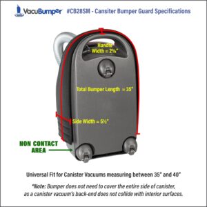 VacuBumper - Bumper Guard for Canister Vacuums - Available in 2 Sizes - Important: Measure Canister - Size Small fits Length 35" to 40" (Item #CB28SM)