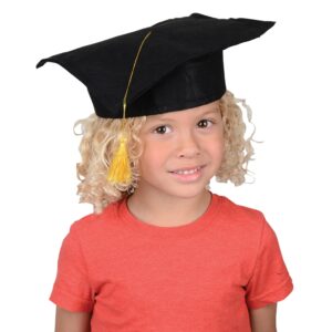 U. S. Toy Kindergarten Black Graduation Caps w/Gold Tassel, Preschool Graduation Cap for Boys and Girls, Customizable, Teacher Supplies, 12-Pack, 3 Years & Older