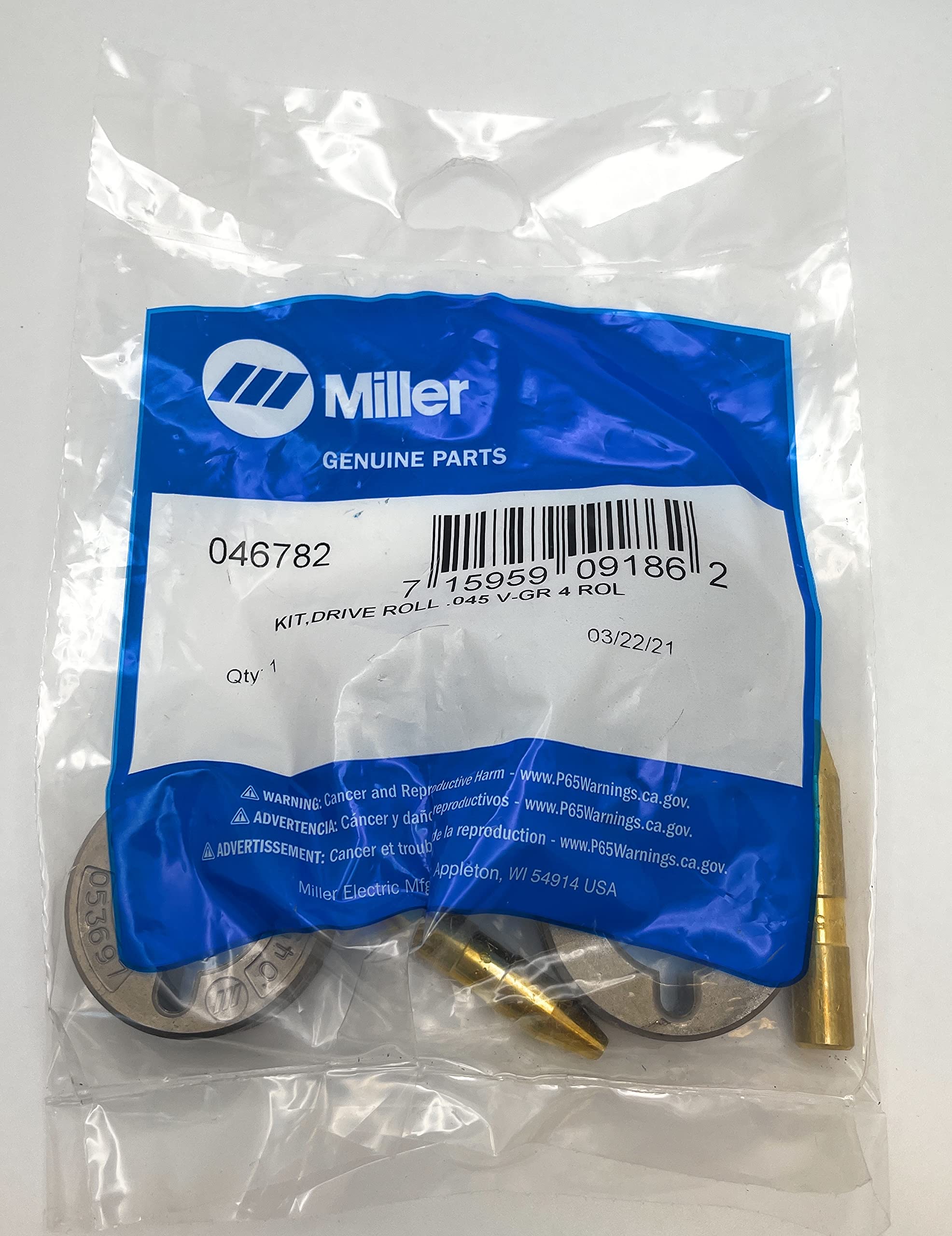 MILLER ELECTRIC Miller 4pc MIG V-Groove Drive Roll Kit 46782