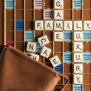 WS Game Company Scrabble Luxury Edition with Rotating Wooden Game Board