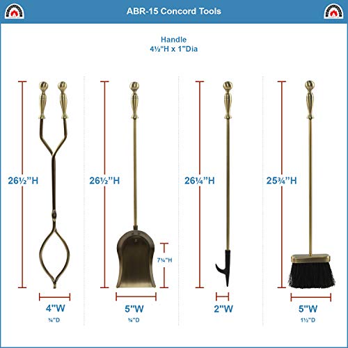 Minuteman International Concord 5-piece Fireplace Tool Set, Antique Brass