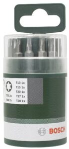 bosch 2609255976 25mm torx screwdriver bit box including universal holder in standard quality (10 pieces)