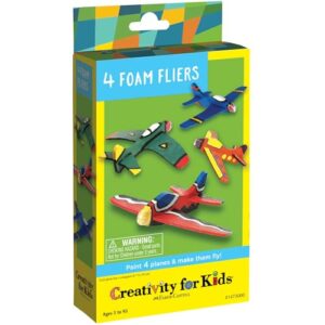 creativity for kids four foam fliers mini craft kit - paint 4 foam glider airplanes, small gifts for kids, red