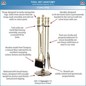 Minuteman International Concord 5-piece Fireplace Tool Set, Antique Brass