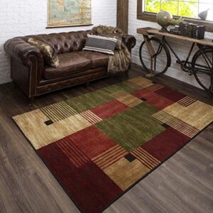 mohawk home alliance modern geometric 5' x 8' area rug - red - perfect for living room, dining room, office