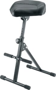 k&m konig & meyer 14047.000.55 performance pneumatic stool | easily adjust height/angle of the ergonomic set /footrest | professional grade for all musicians | german made | black imitation leather