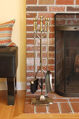 Minuteman International Concord 5-piece Fireplace Tool Set, Antique Brass