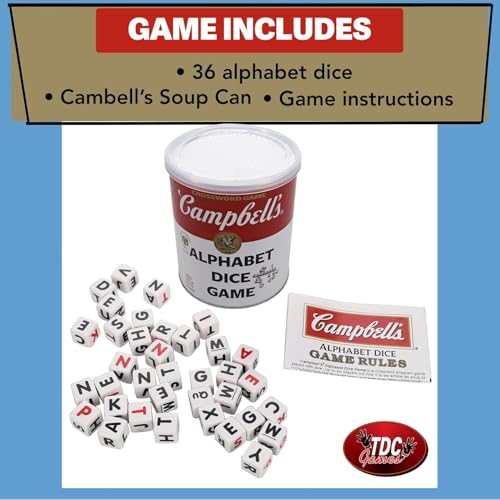 TDC Games Campbell's Alphabet Dice Game, Great for Party Favors, Travel Games, Family Games, Camping Games, Games for Family Game Night, Yard Games for Adults and Family