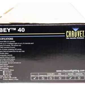 Chauvet Obey 40 Universal Dmx 512 Controller with 192 Channels and Midi Compatibility + Chauvet Dmx3p25ft Dmx Xlr Female to Male Dmx Cable