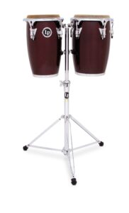 latin percussion lp jr wood conga set - wine red/chrome