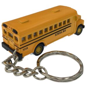 KiNSFUN Classic Mini School Bus 2.5 Inches Die Cast Metal Model Key Chain