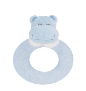 angel dear - blue hippo, ring rattle