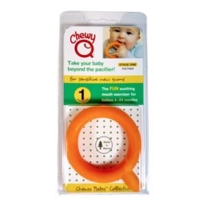 chewy tubes chewy q - 1 orange smooth q oral sensory mouth exerciser teether