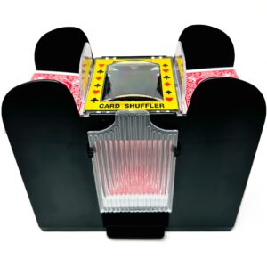 brybelly automatic card shuffler 6 deck - battery operated card shuffler for standard-size cards - single button operated card shufflers for poker, blackjack, canasta and other card games