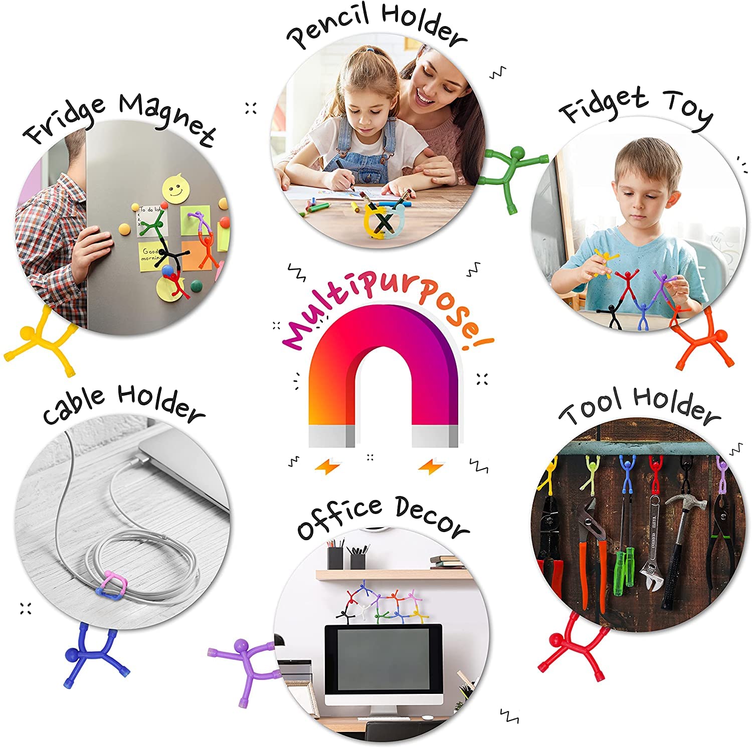 MagMen Magnetic Travel Toys: Stretchy, Fun, and Educational Fidget Toys for Kids and Adults Ages 3 and up 10 Opaque