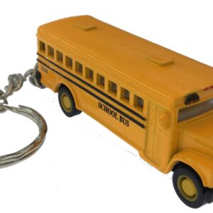 KiNSFUN Classic Mini School Bus 2.5 Inches Die Cast Metal Model Key Chain