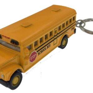 KiNSFUN Classic Mini School Bus 2.5 Inches Die Cast Metal Model Key Chain