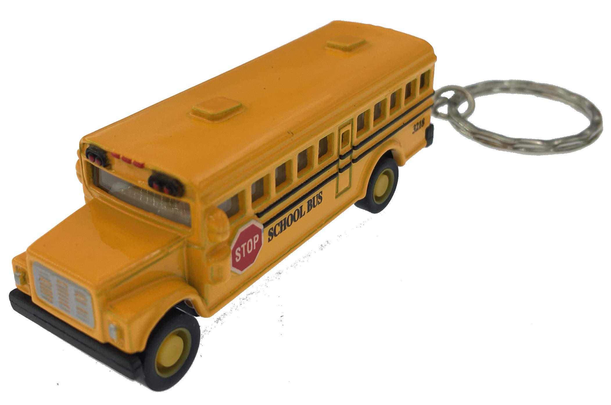 KiNSFUN Classic Mini School Bus 2.5 Inches Die Cast Metal Model Key Chain