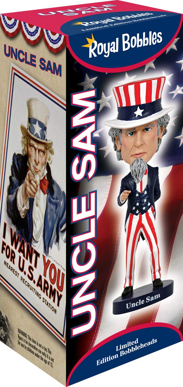 Royal Bobbles Uncle Sam Bobblehead, Premium Polyresin Lifelike Figure, Unique Serial Number, Exquisite Detail