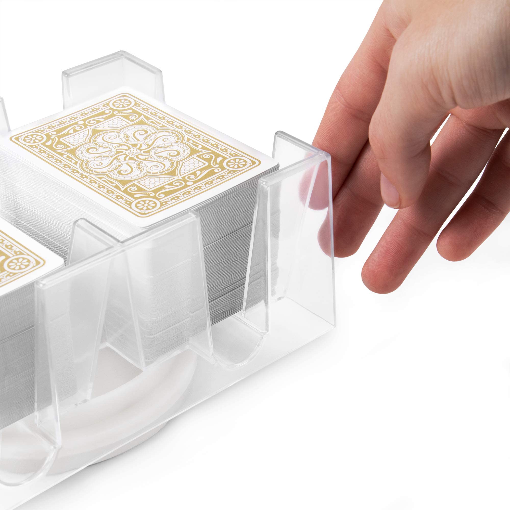 Brybelly Rotating Card Deck Tray | Standard Sized Playing Cards | Rotates in Any Direction | Clear | 9 Deck Tray