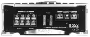 boss audio systems ar1600.4 4 channel car amplifier - 1600 watts, full range, class a/b, 2-4 ohm stable, mofet power supply, bridgeable