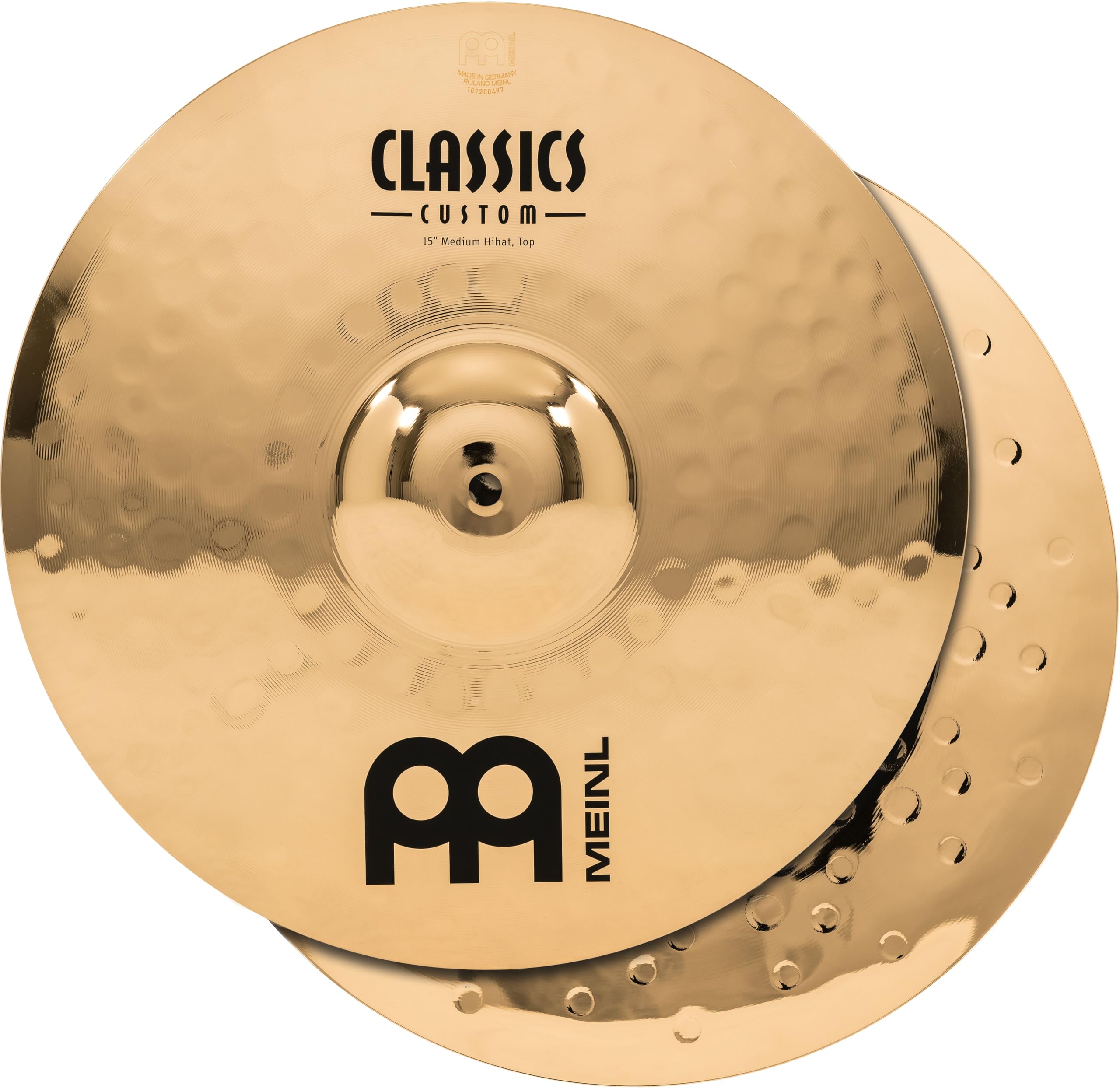 Meinl 15" Medium Hihat (Hi Hat) Cymbal Pair - Classics Custom Brilliant - Made in Germany, 2-YEAR WARRANTY (CC15MH-B)