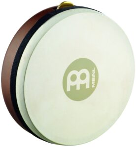 meinl percussion 7 1/2" frame drum with set of 3 jingles, kanjira-not made in china-goat skin head, antique brown finish, 2-year warranty, (fd7ka)